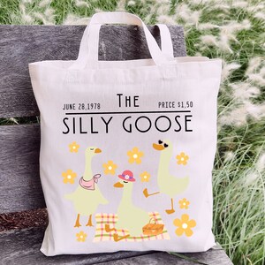Tote Bag Silly Goose, Aesthetic Tote Bag, Animal Art Print Bag, Cute ...