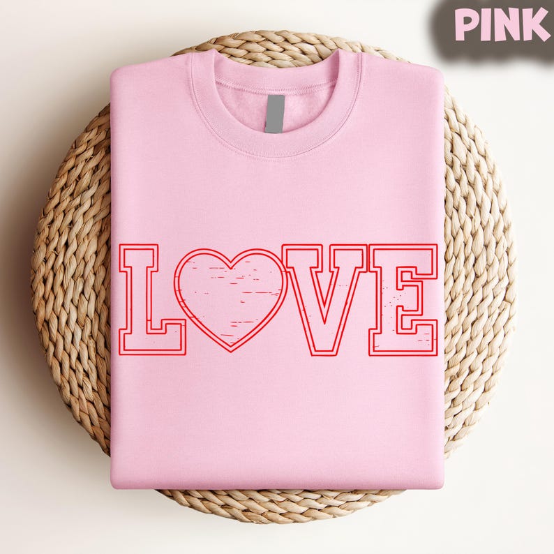 Love Heart Outline Sweatshirt, Minimal Valentine Hoodie, Cute ...