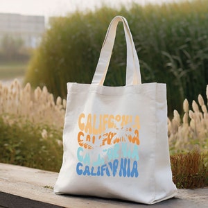 California Retro Graphic Tote Bag: Eco-friendly Beach Bag - Etsy