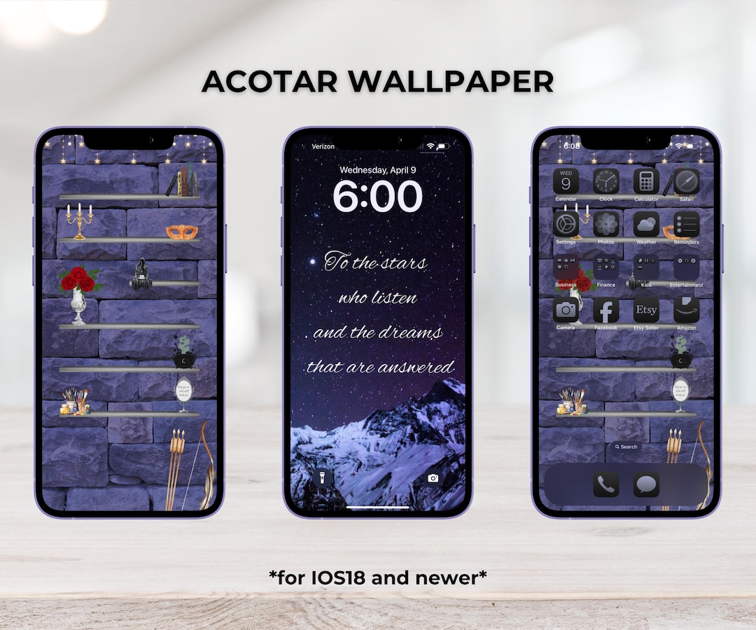 ACOTAR Bookshelf iPhone Wallpaper | Booktok Inspired Lock Screen ...