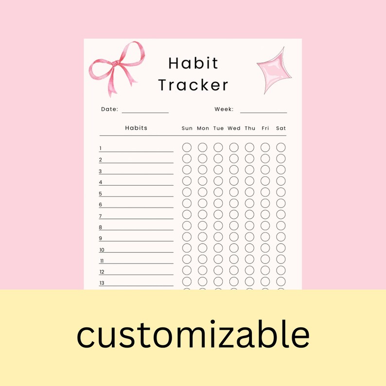 Habit Tracker Printable Routine Daily Weekly Monthly Template ...