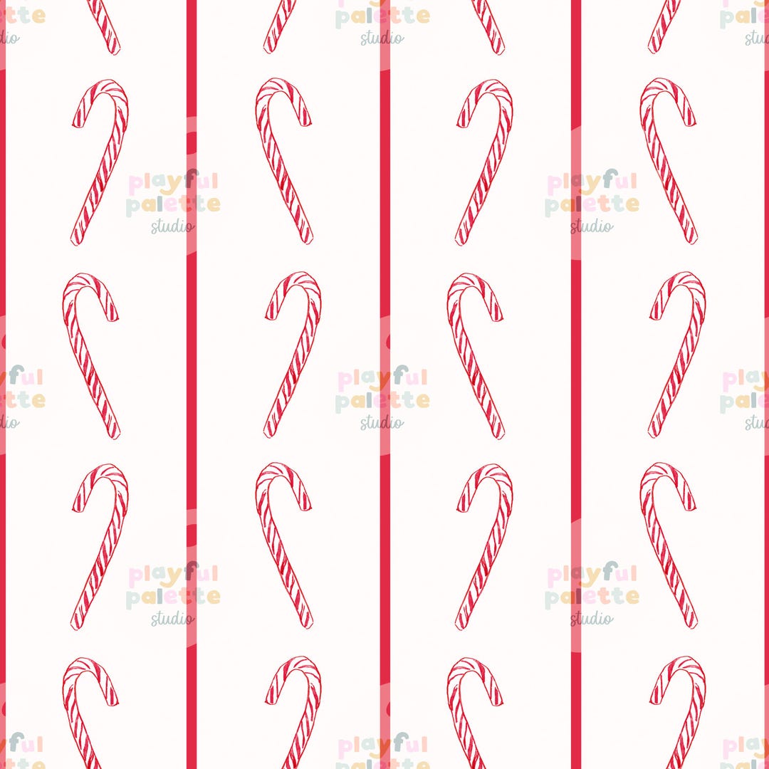 Candy Canes Christmas Seamless Pattern, Holiday Stripes (PNG Digital ...
