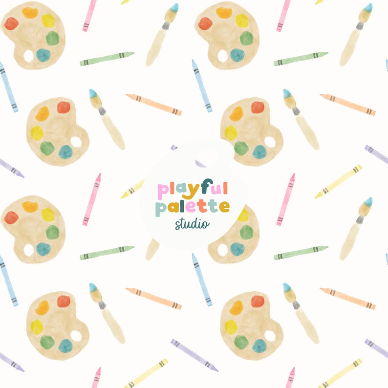 Back to School Art Class Seamless Pattern, School Supplies Digital ...