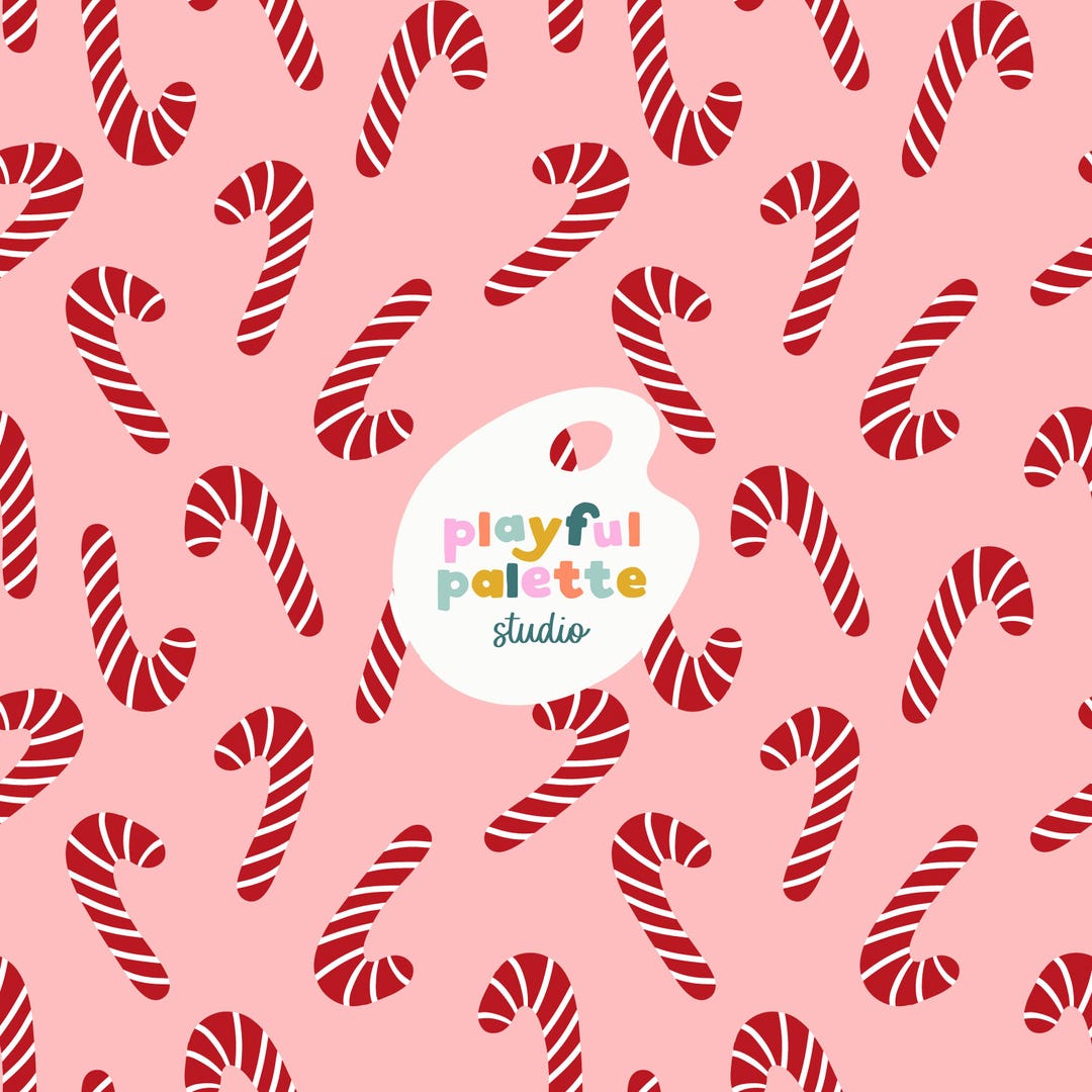 Candy Canes Christmas Holiday Seamless Pattern, Cranberry Pink ...