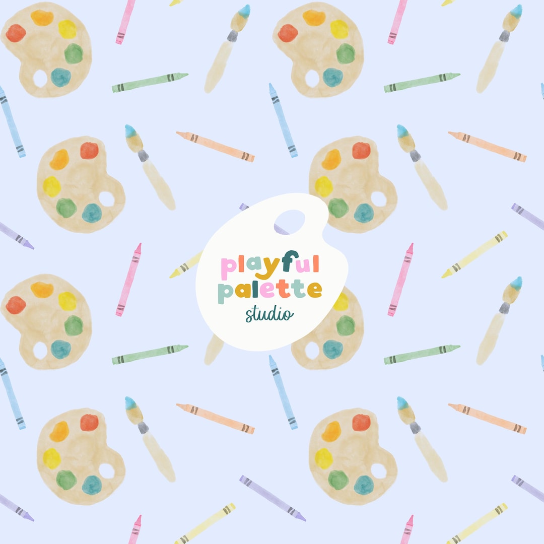 Back to School Art Class Seamless Pattern, School Supplies Digital ...