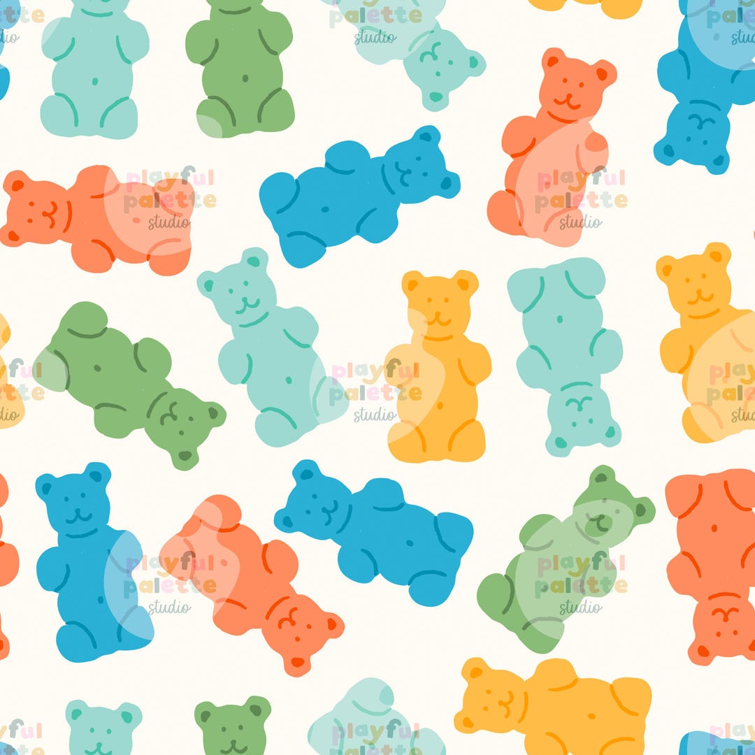 Gummy Bears Seamless Pattern, PNG Instant Download, Candy Repeat ...