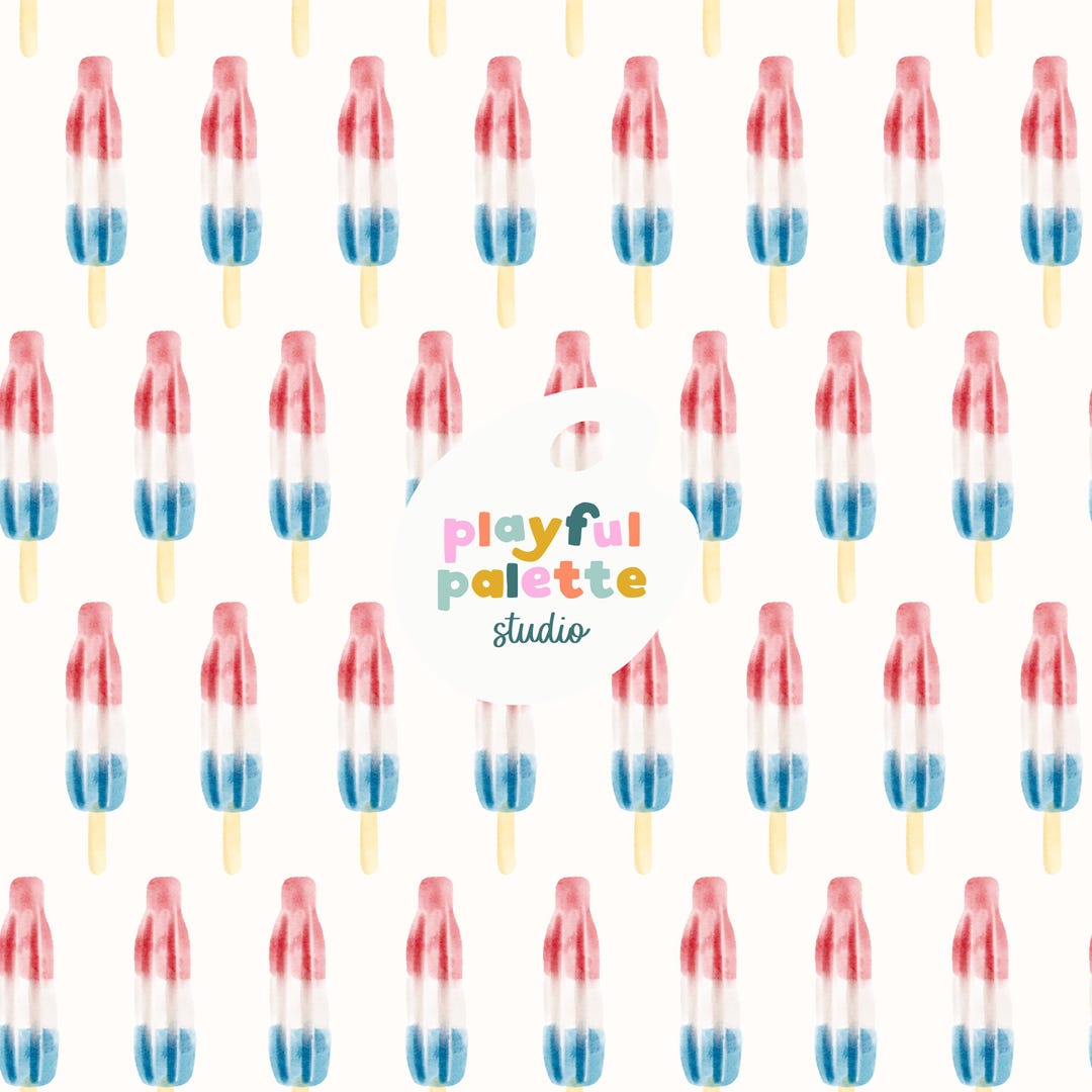 Fourth of July Popsicles Seamless Pattern, Patriotic Red White Blue ...