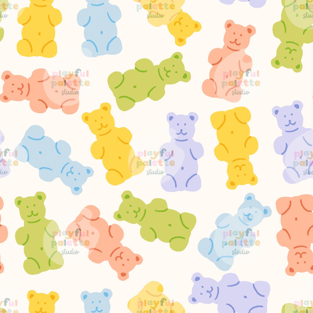 Gummy Bears Seamless Pattern, PNG Instant Download, Candy Repeat ...
