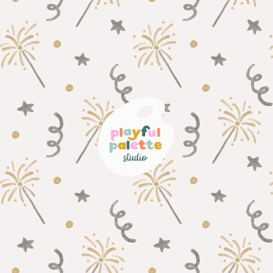 New Years Seamless Pattern, Watercolor Happy New Year Repeat Pattern ...