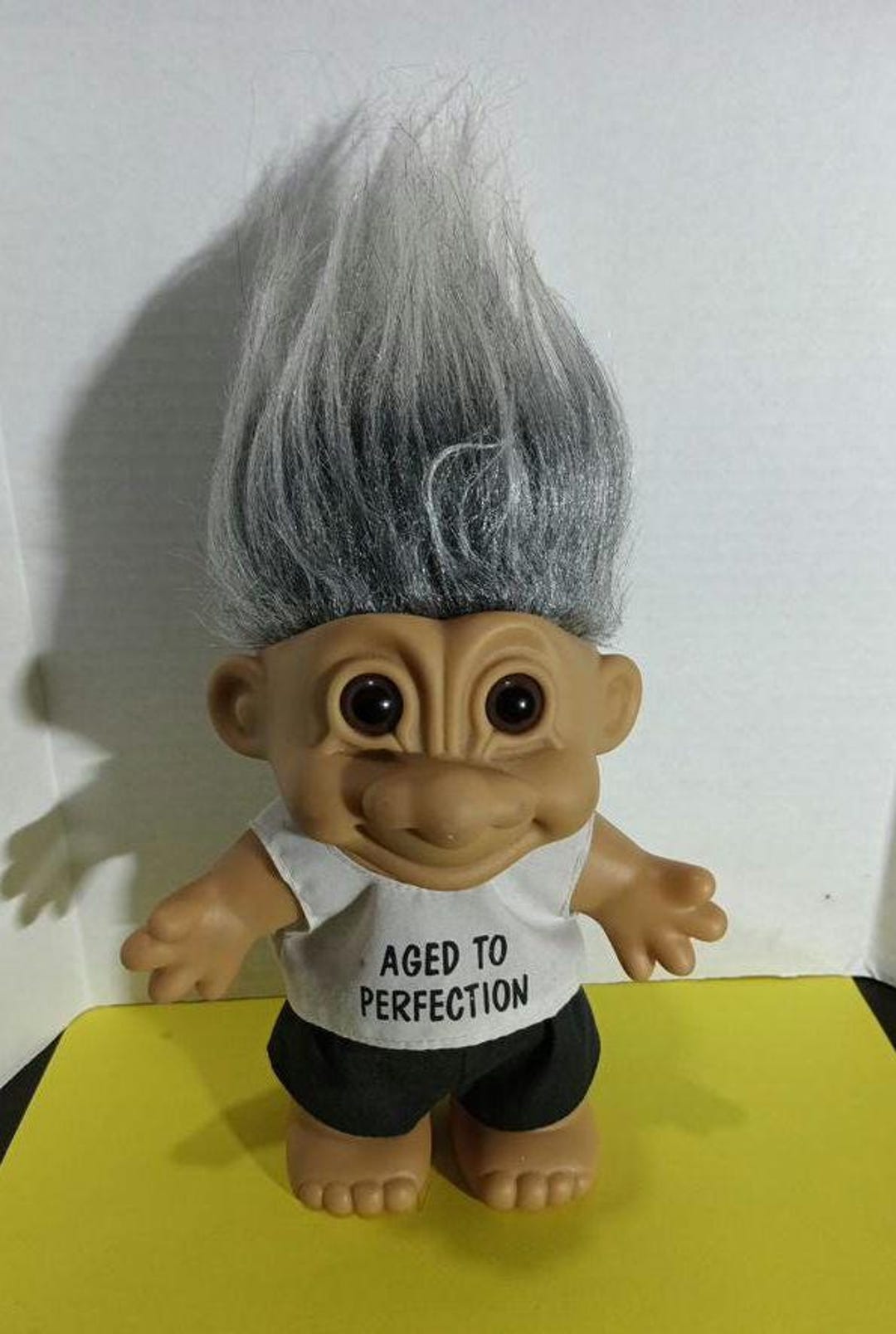 Vintage 90's Russ Troll Doll Figure Aged to Perfection Grey Hair Old ...