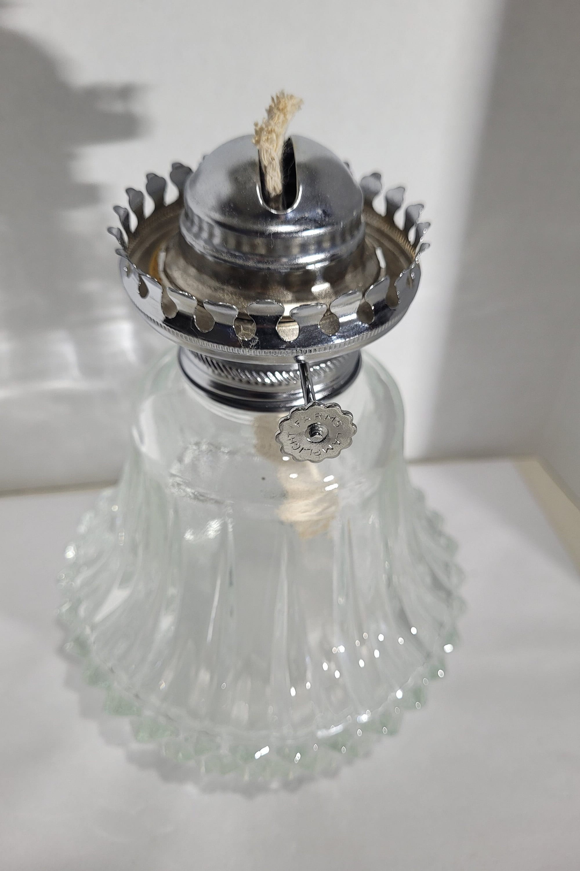 Vintage Clear Glass Oil Lamp Lamplight Farms Diamond Cut 13 Made in ...