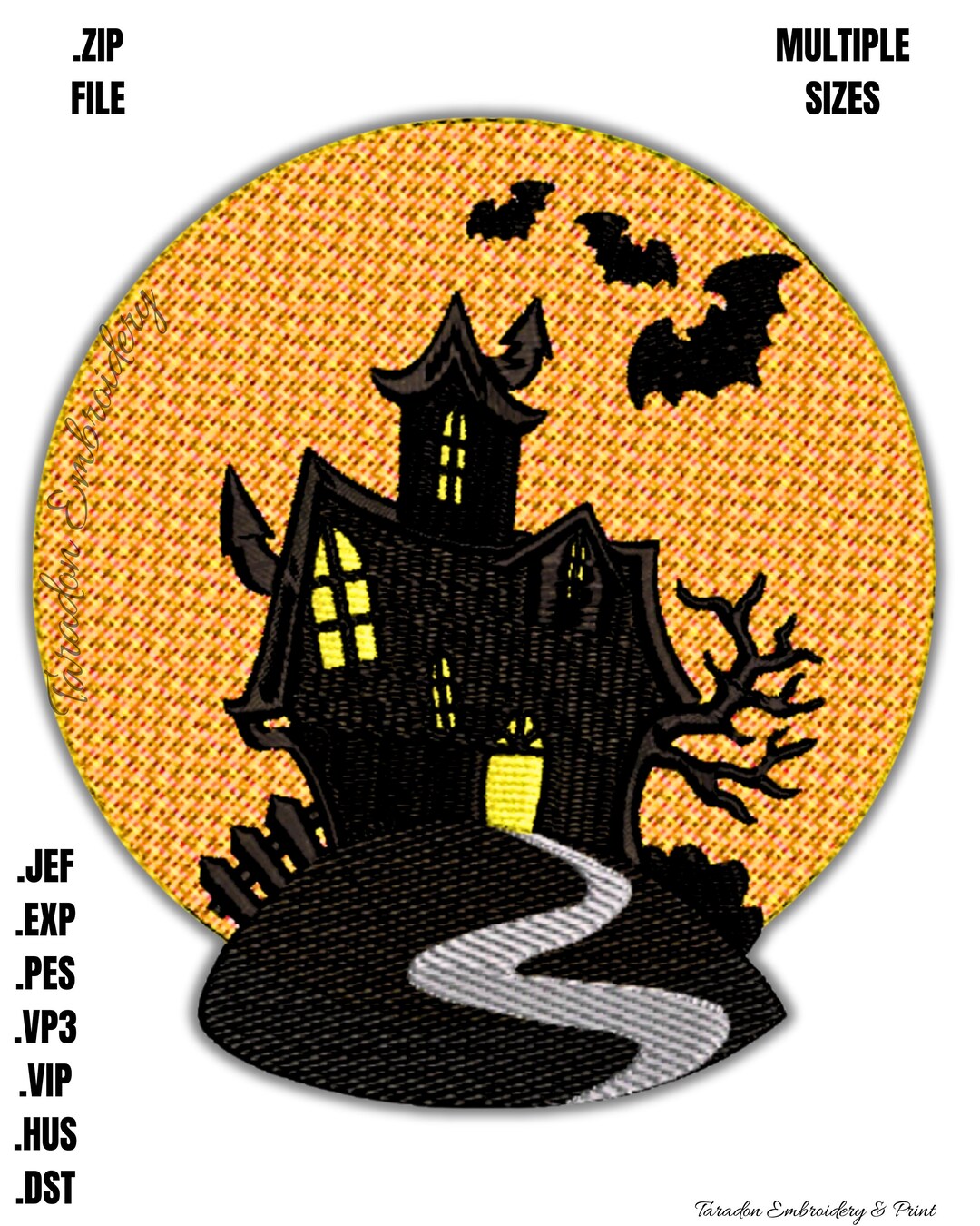 Haunted House Mylar Machine Embroidery Design: Spooky Halloween Decor ...
