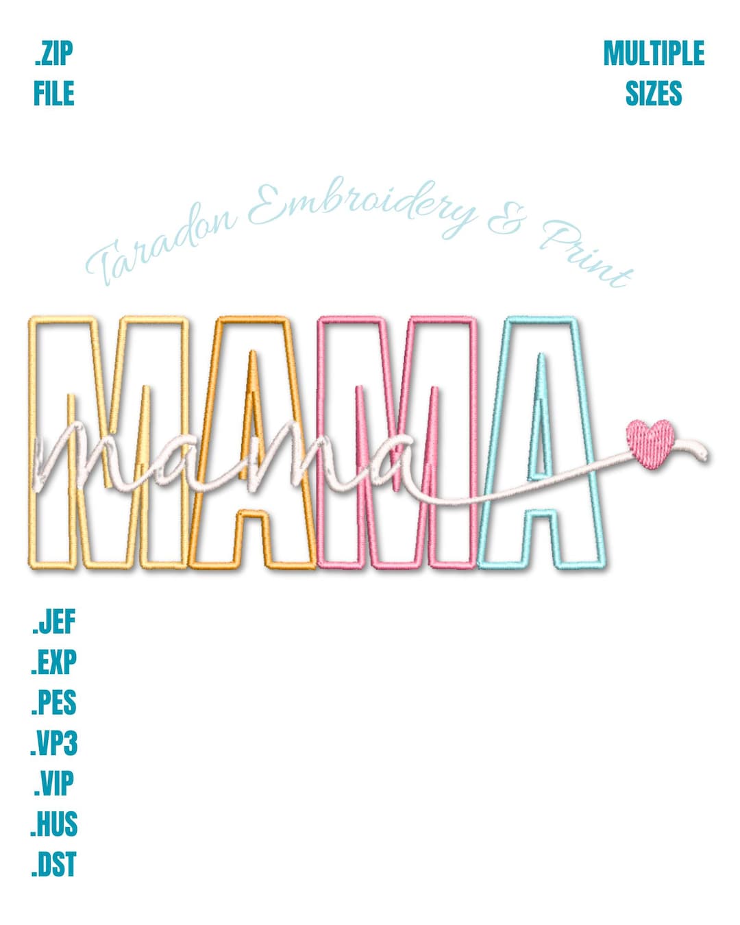 MAMA Machine Embroidery Design, Colorful Stitch (digital Download) - Etsy