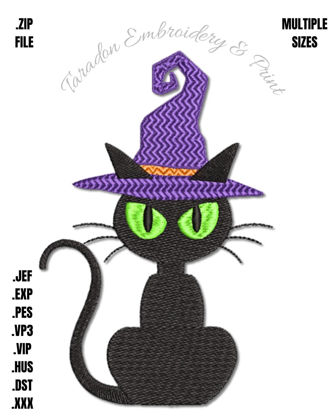 Purrfectly Spooky Cat Machine Embroidery Design – Halloween Feline With ...