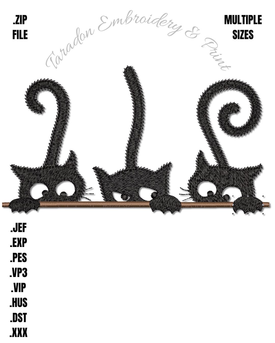 Black Cat Gang Machine Embroidery Design: Halloween Trio (instant ...
