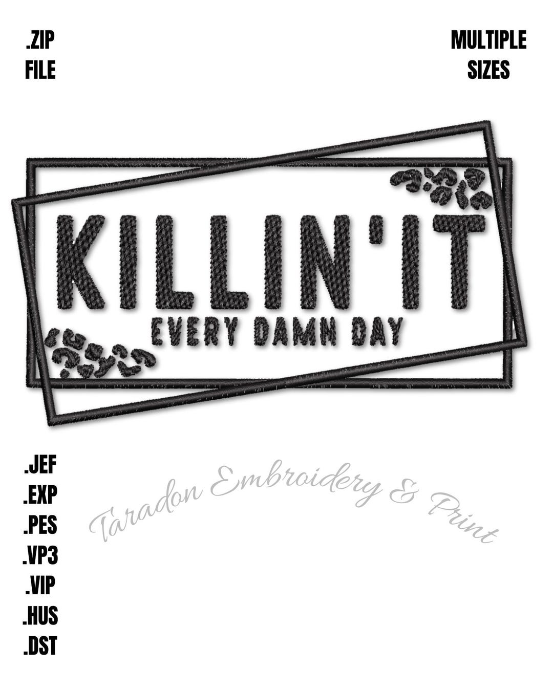 Killin' It Leopard Print Embroidery Design (digital Download) - Etsy