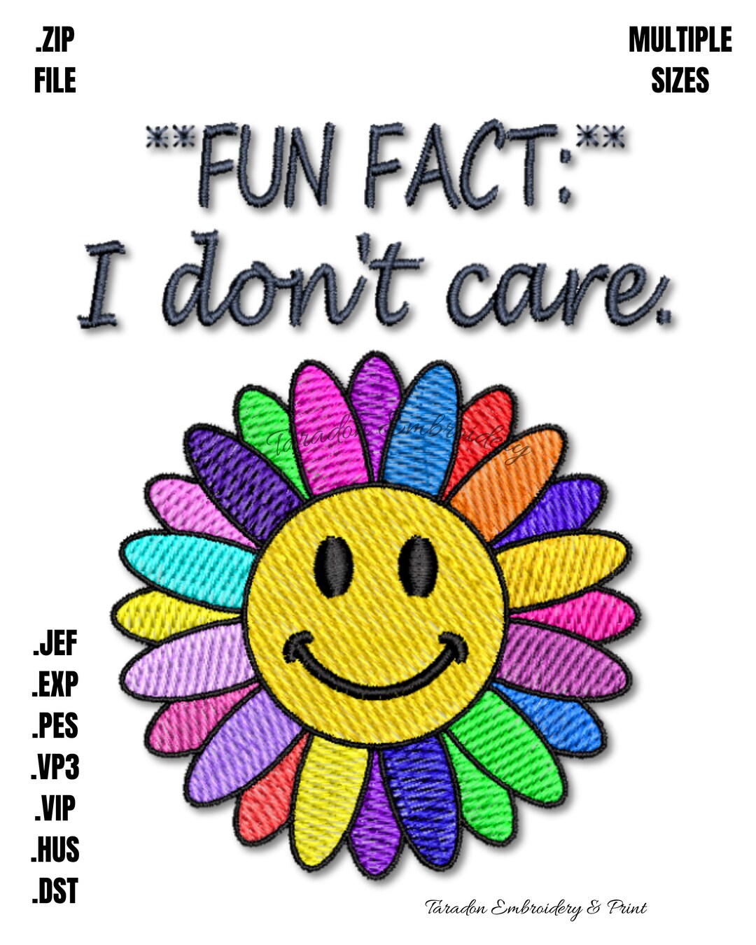 Fun Fact Machine Embroidery Design: Rainbow Smiley Face (instant ...