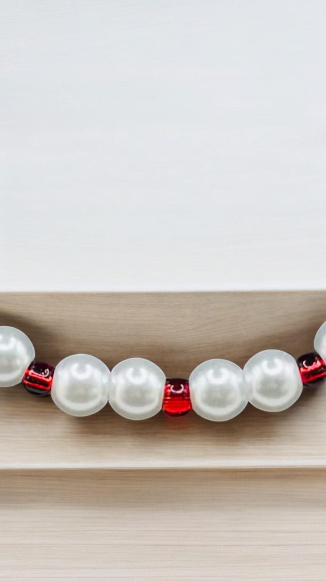 Hope - Pearl and Red Beaded Necklace - Etsy