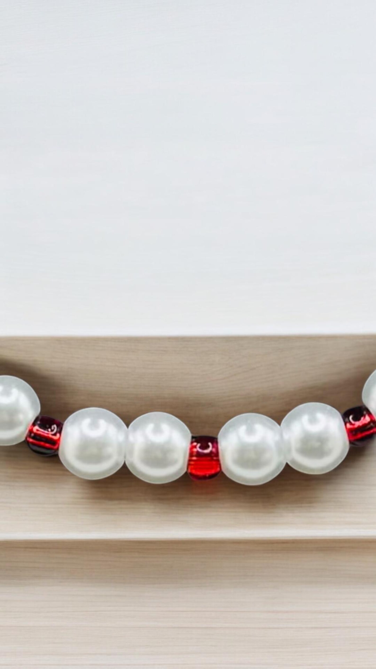 Hope - Pearl and Red Beaded Necklace - Etsy