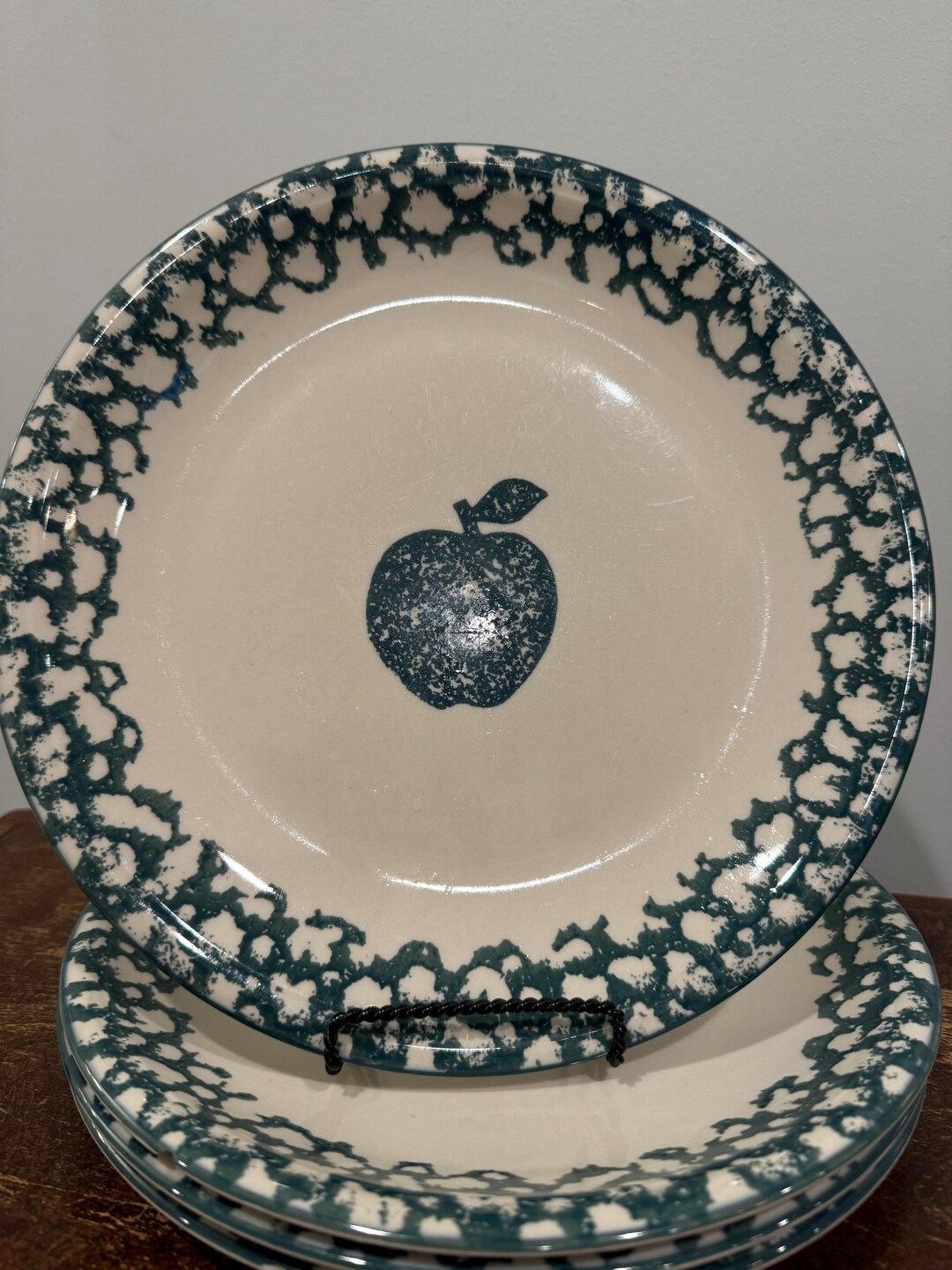 Tienshan Apple Folk Art Sponge 10 Dinner Plates Set of 4 - Etsy