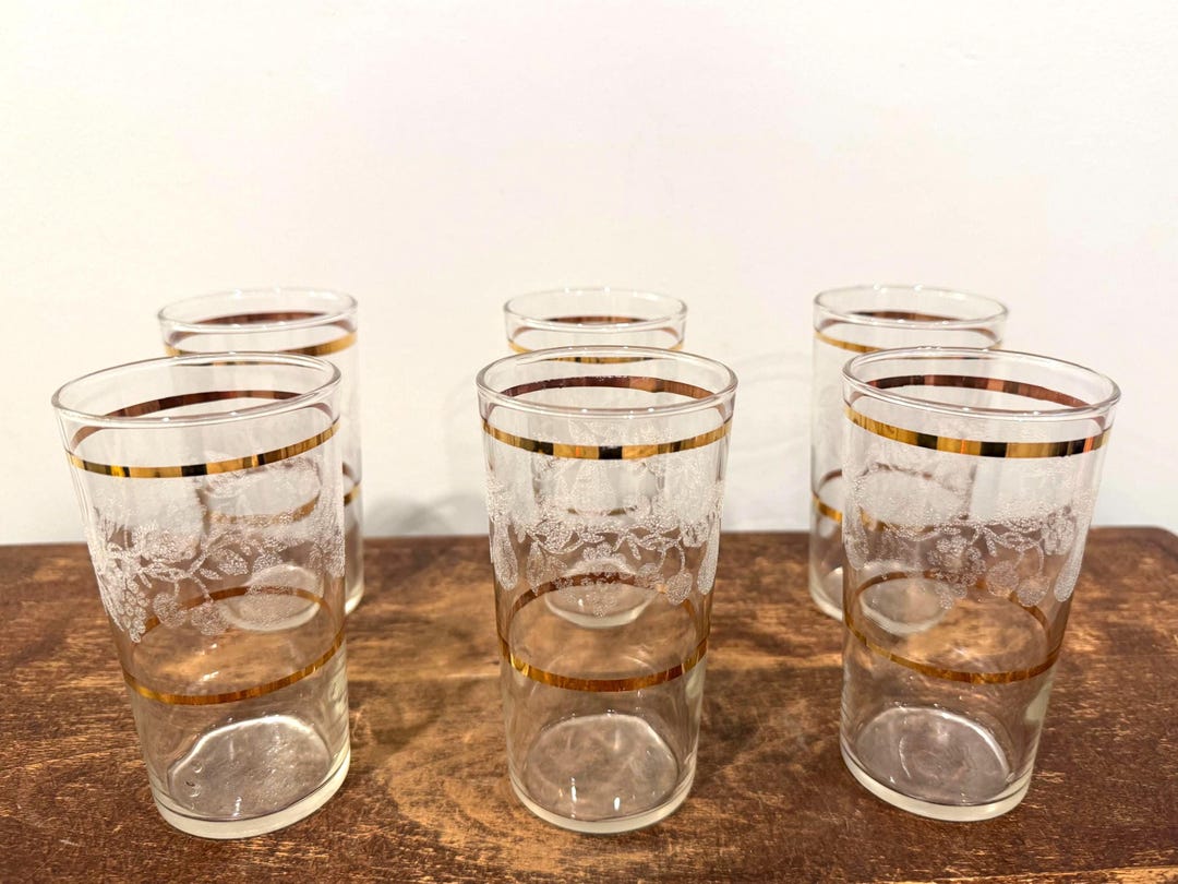 Vintage Bartlett Collins Golden Fruits 8 Ounce Flat Tumblers - Set of 6 ...