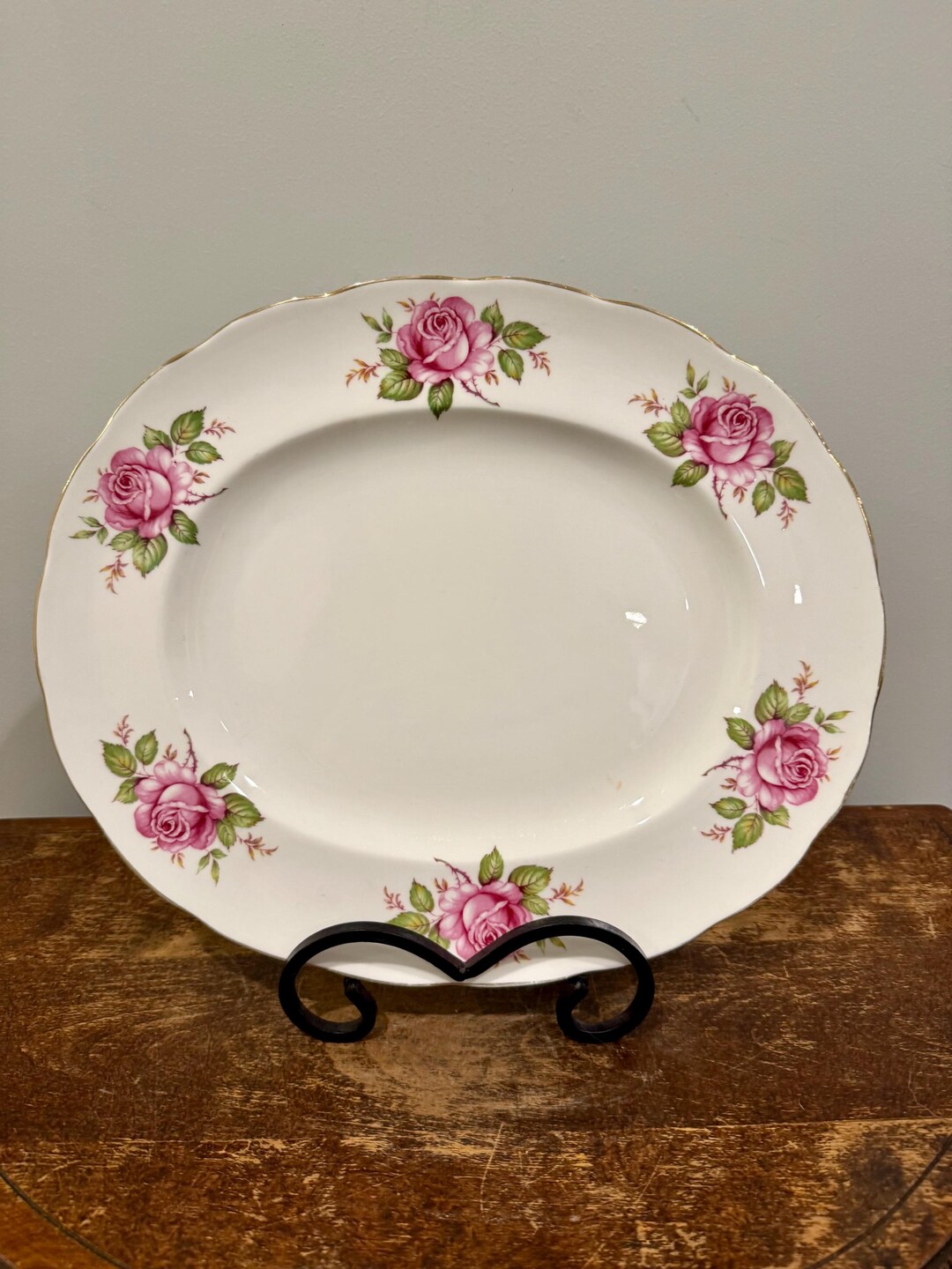 Vintage Melba Bone China Pink Roses Serving Platter - Etsy