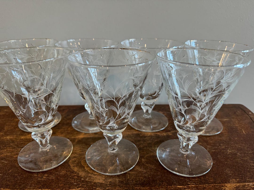 Vintage Libbey Royal Fern Water Goblets Set of 7 - Etsy