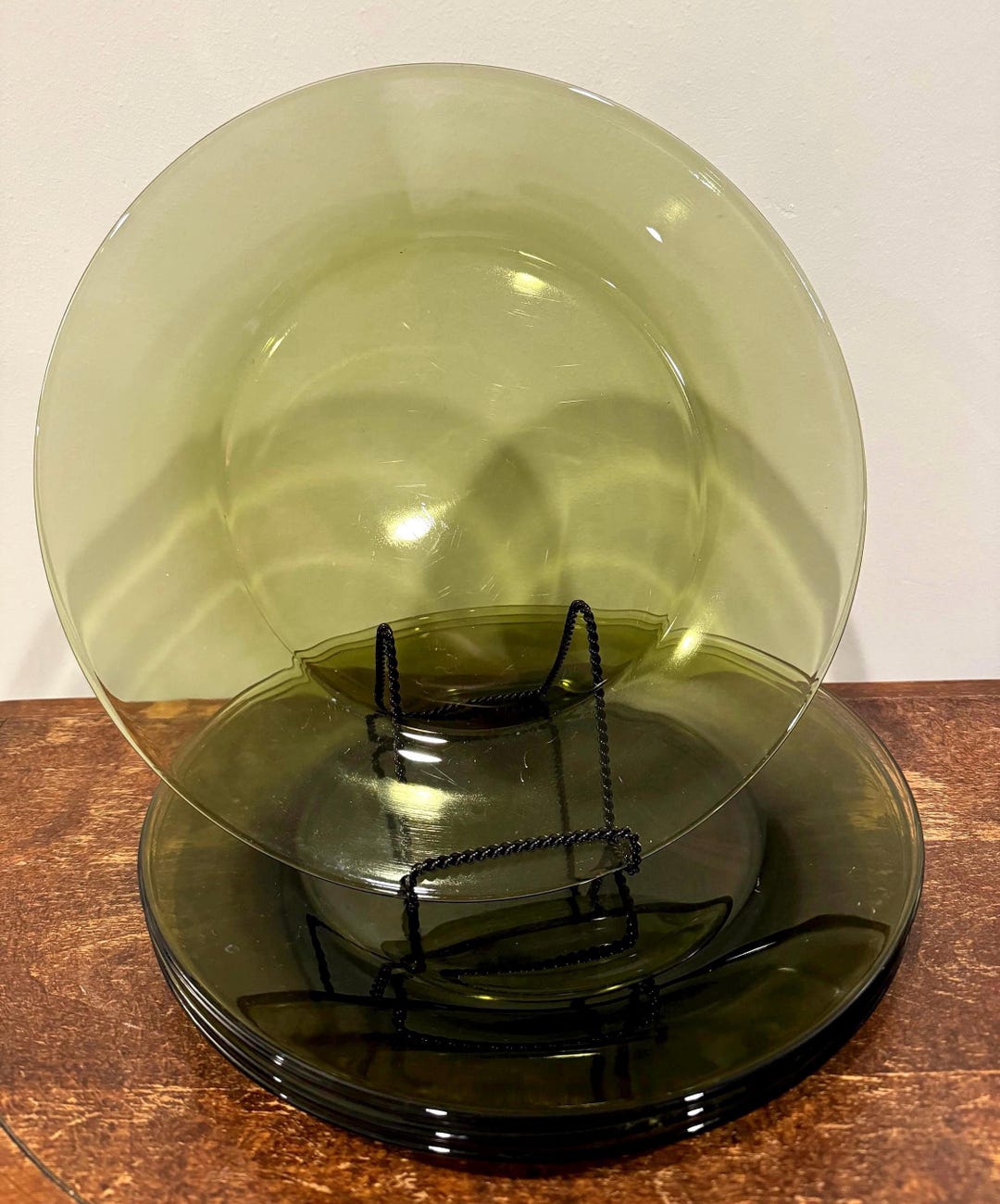 Vintage Avocado Green Glass Salad Plates - Set of 4 - Etsy
