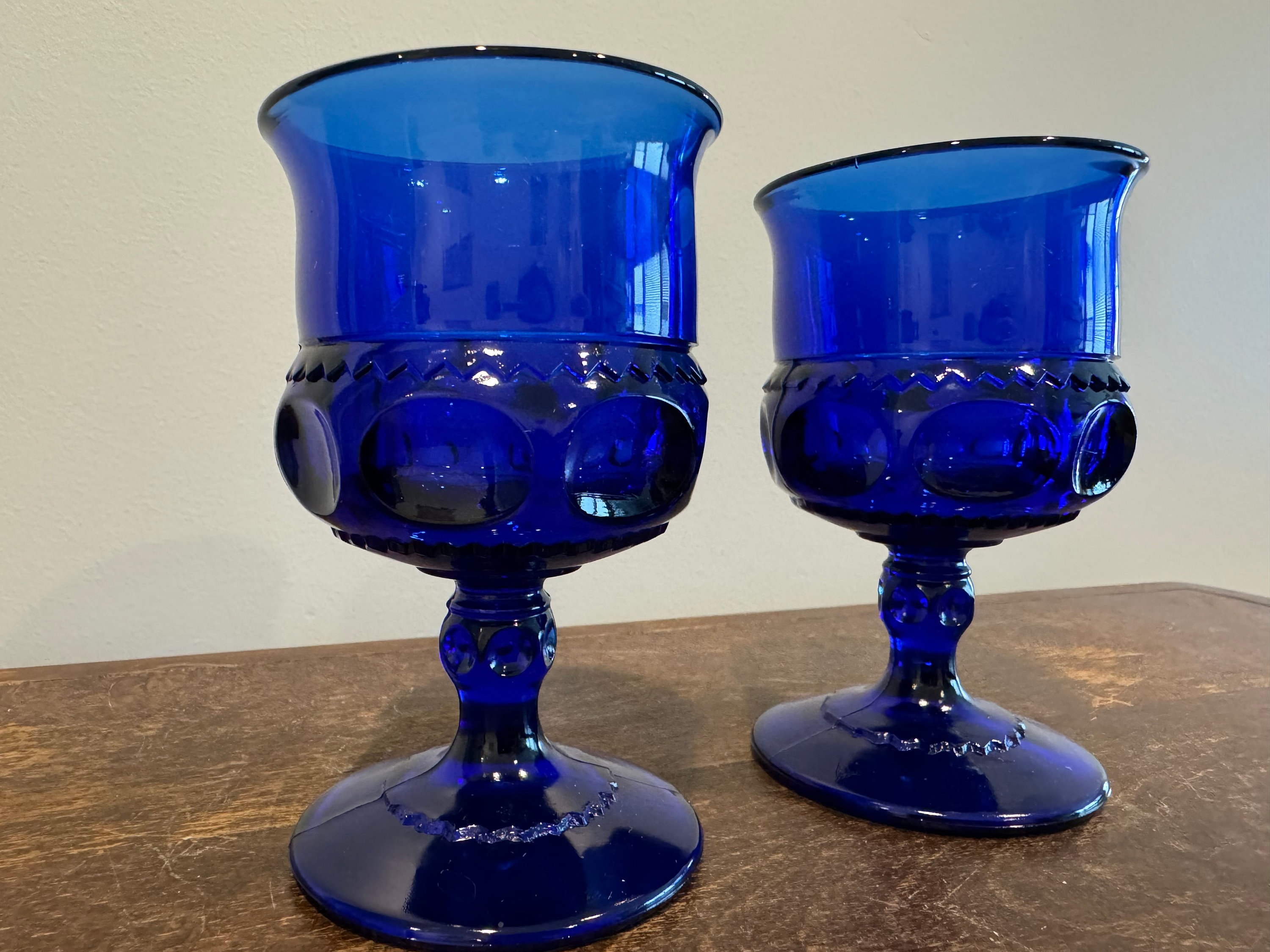 Vintage Cobalt Blue Glass Goblets Set of 2 - Etsy