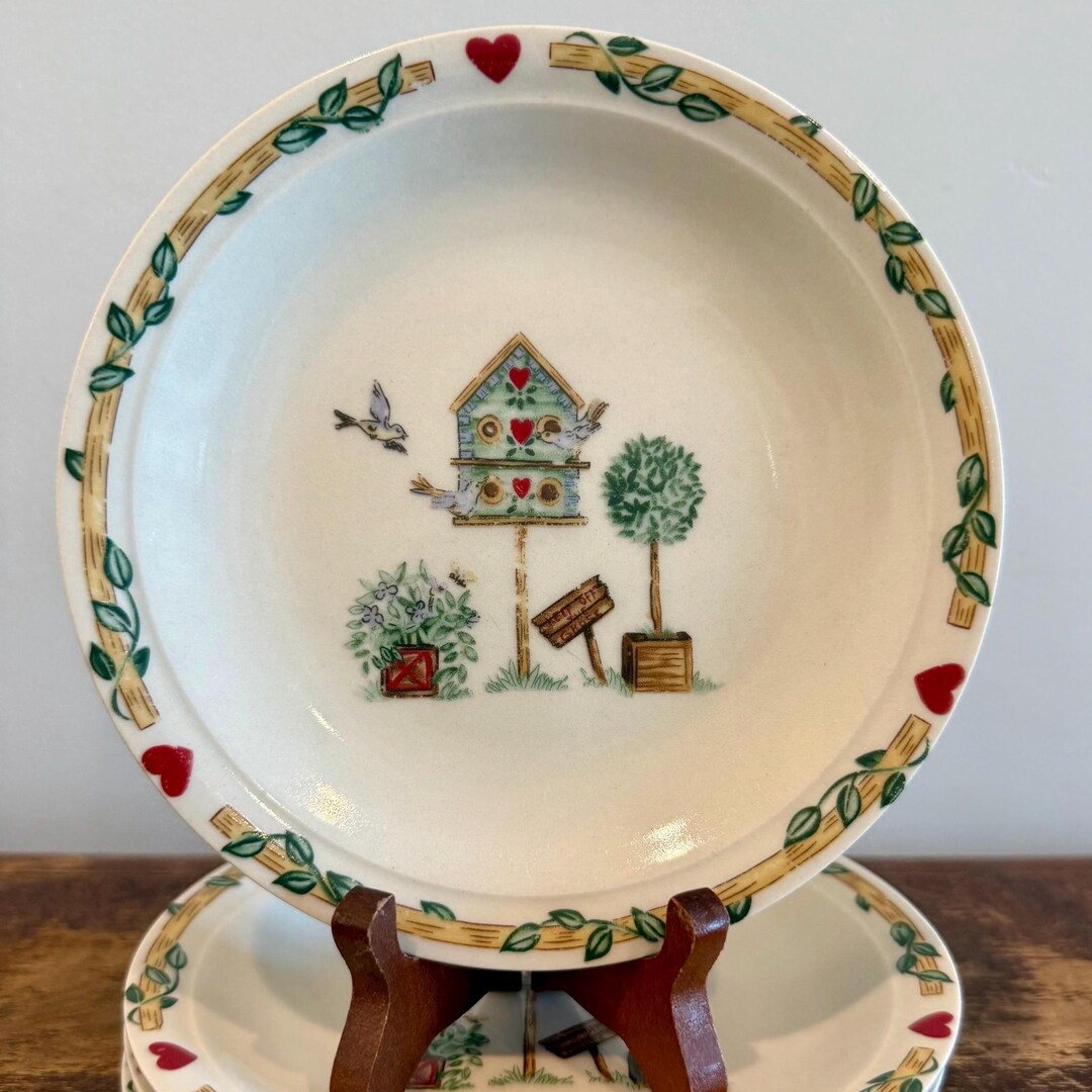 Vintage Thomson Pottery Birdhouse Bread & Butter Plates - Set of 4 - Etsy