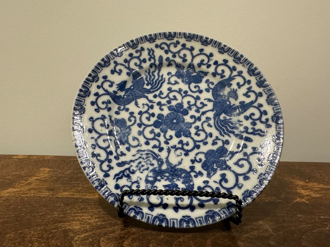 Vintage 6” Cobalt Blue Phoenix Plate Made in Japan - Etsy