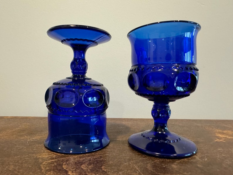 Vintage Cobalt Blue Glass Goblets Set of 2 - Etsy