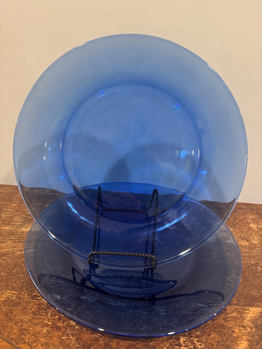Vintage Cobalt Blue 10.5” Glass Dinner Plates - Set of 2 - Etsy