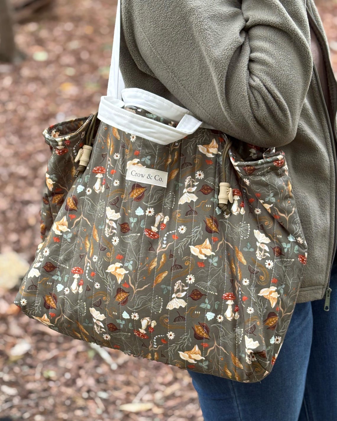 Large Drawstring Tote Bag: Forest Finds Print - Etsy