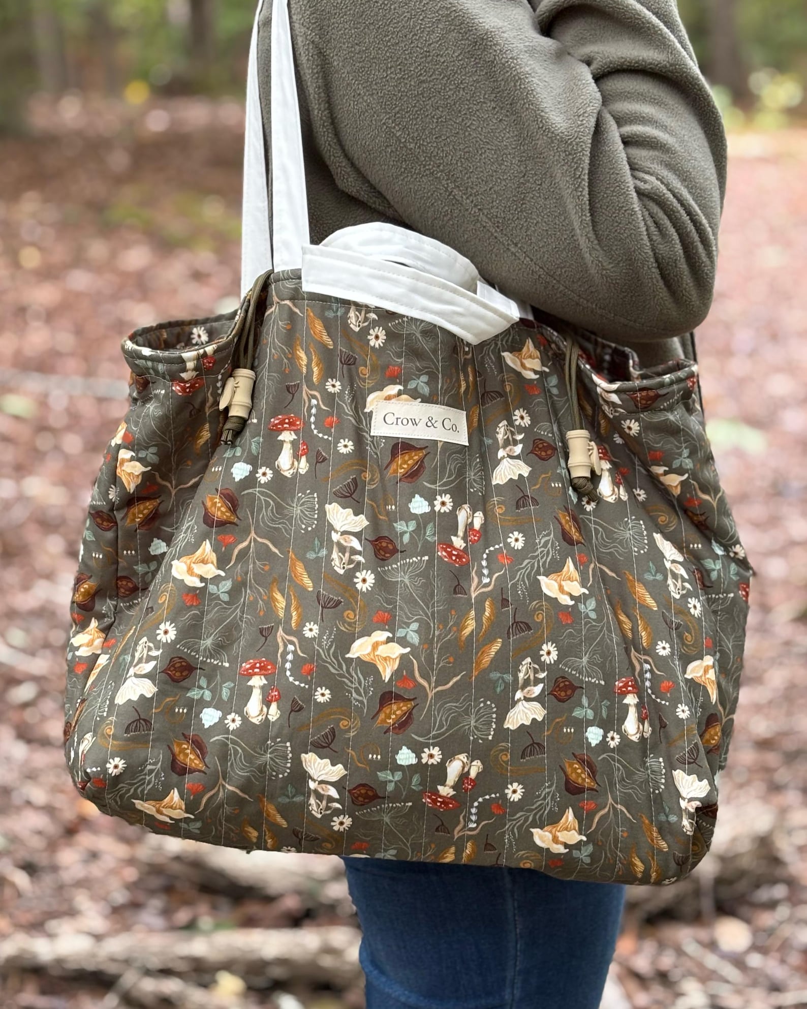 Large Drawstring Tote Bag: Forest Finds Print - Etsy
