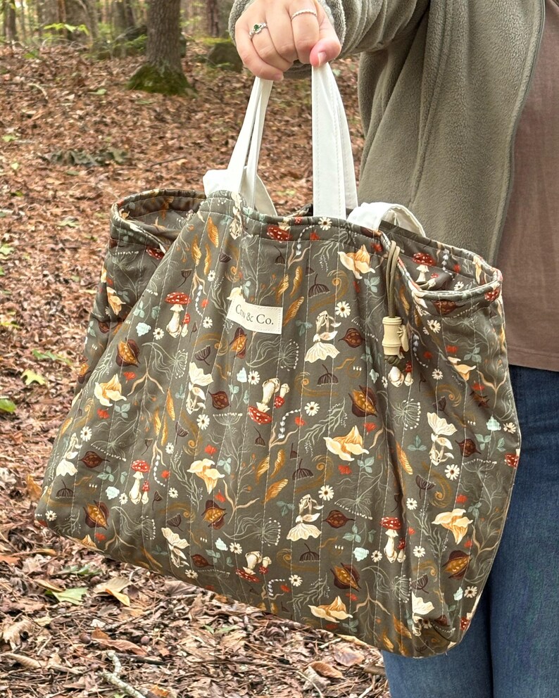 Large Drawstring Tote Bag: Forest Finds Print - Etsy