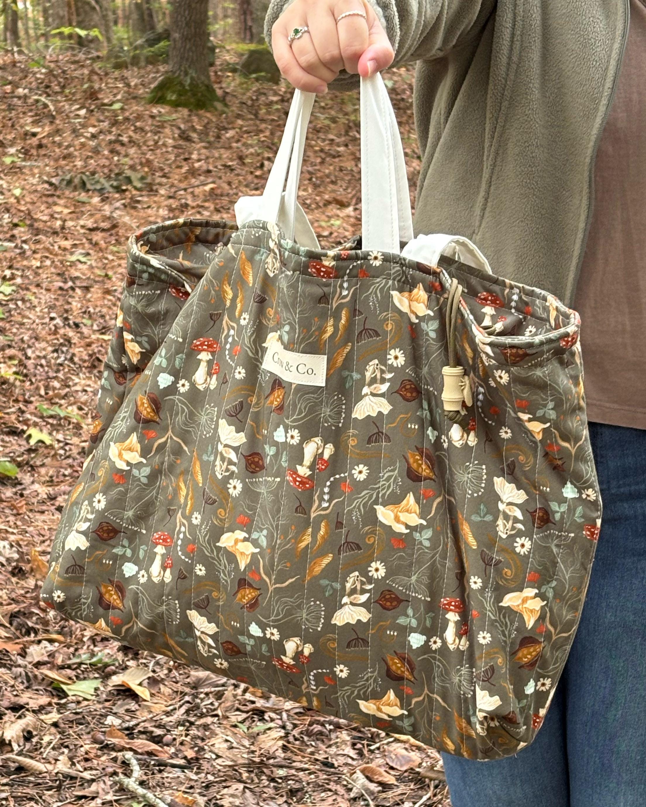 Large Drawstring Tote Bag: Forest Finds Print - Etsy