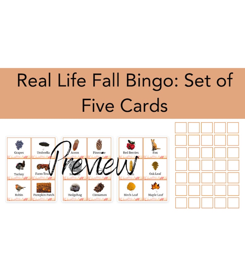 Real Life Fall Bingo - Etsy