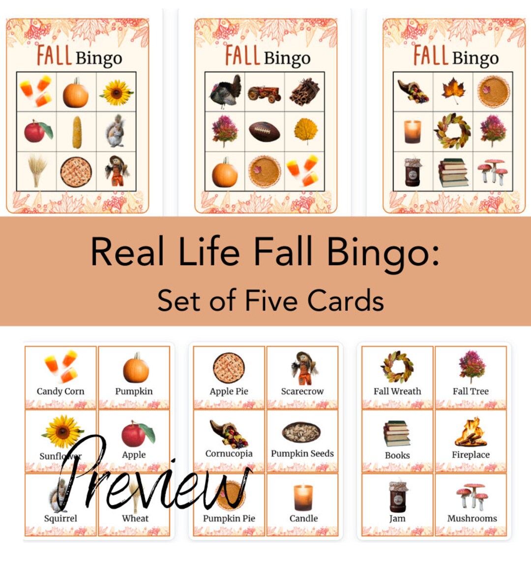 Real Life Fall Bingo - Etsy