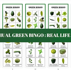 Bilingual Green Bingo: Real Life Fruits, Herbs, Vegetables - Etsy