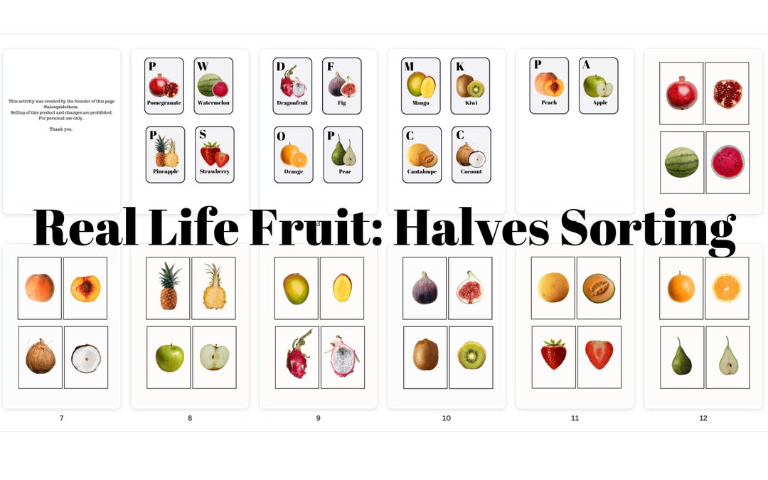 Real Life Fruit: Halves Matching Activity - Etsy