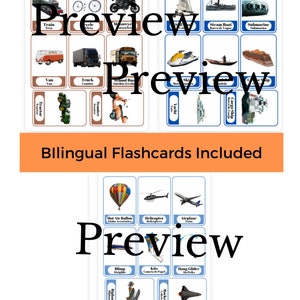 Bilingual Land, Air, Water Activity With Flashcards and Puzzle - Etsy