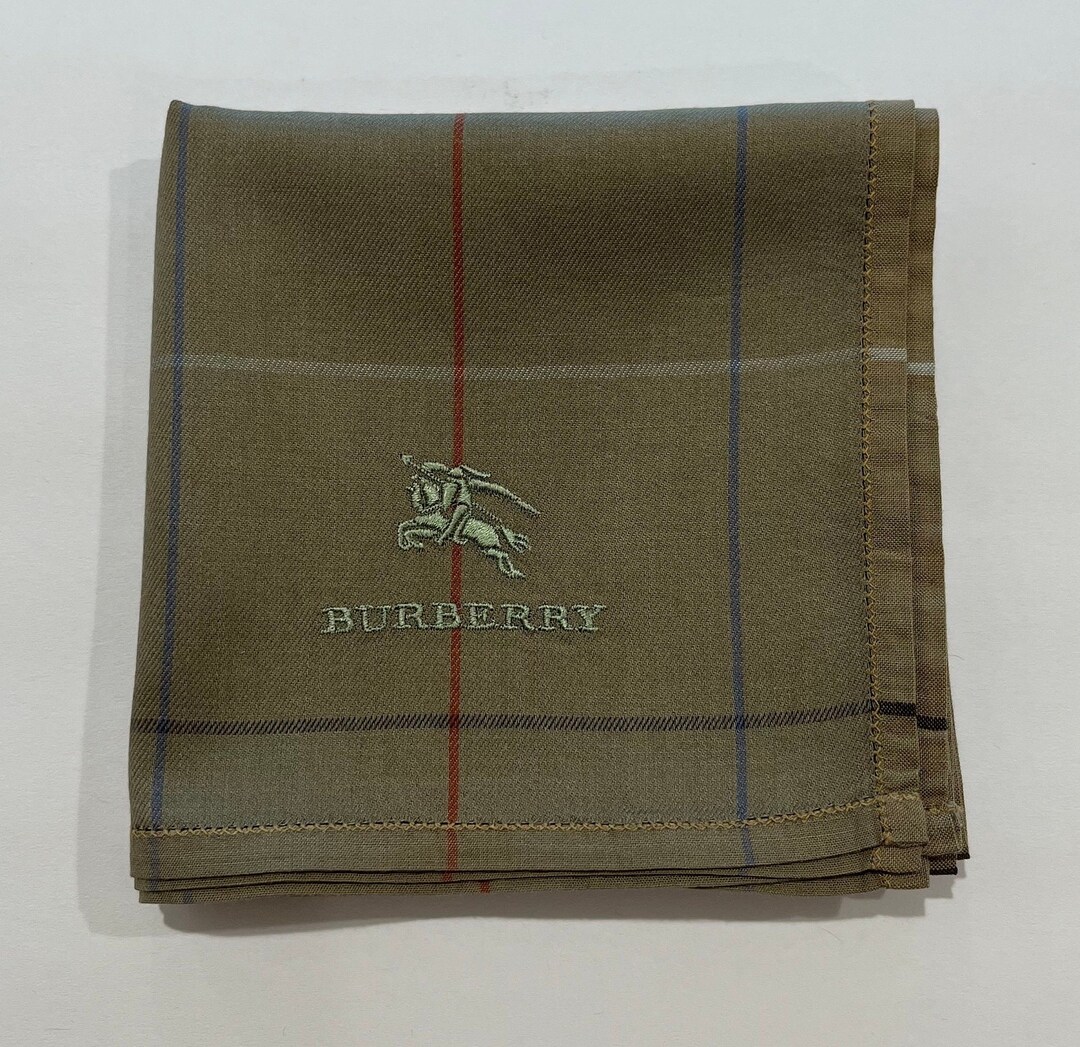 Burberry Handkerchiefs Art Green Striped Plain Cotton Mens Pocket ...