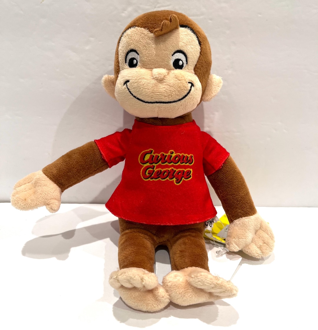 CURIOUS GEORGE Monkey Chimpanzee Plush Doll Vtg Stuffed Animal Toy 10” Collectible Curious ...