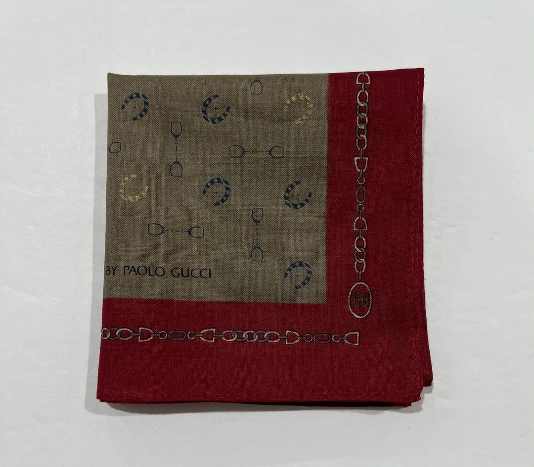 Vintage Paolo Gucci Vintage Handkerchief Horse Shoe Cotton Red&green ...