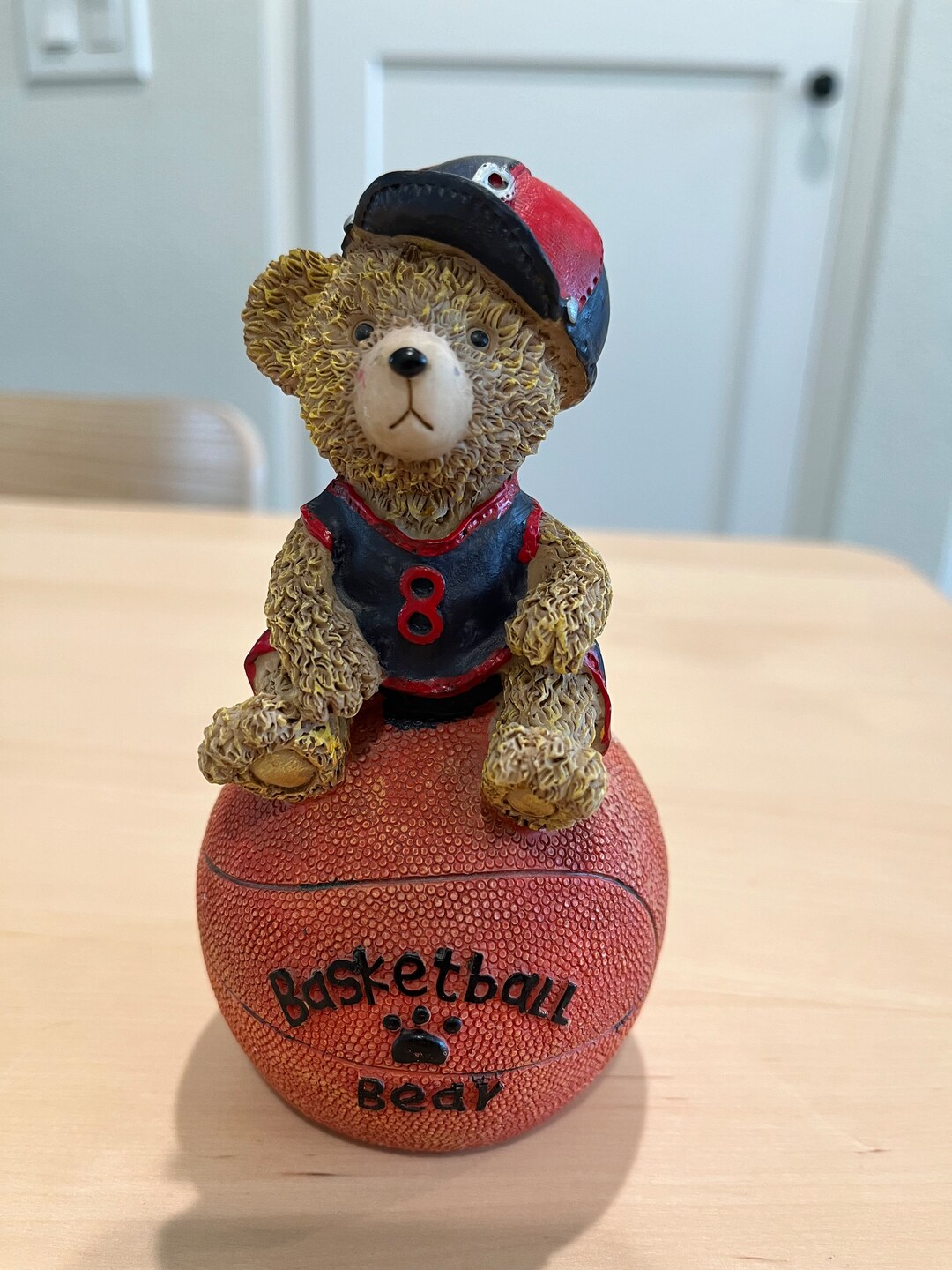 Teddy Bear Number 8 Basketball Piggy Bank Coin Bank Kids 6 Inches Tall ...