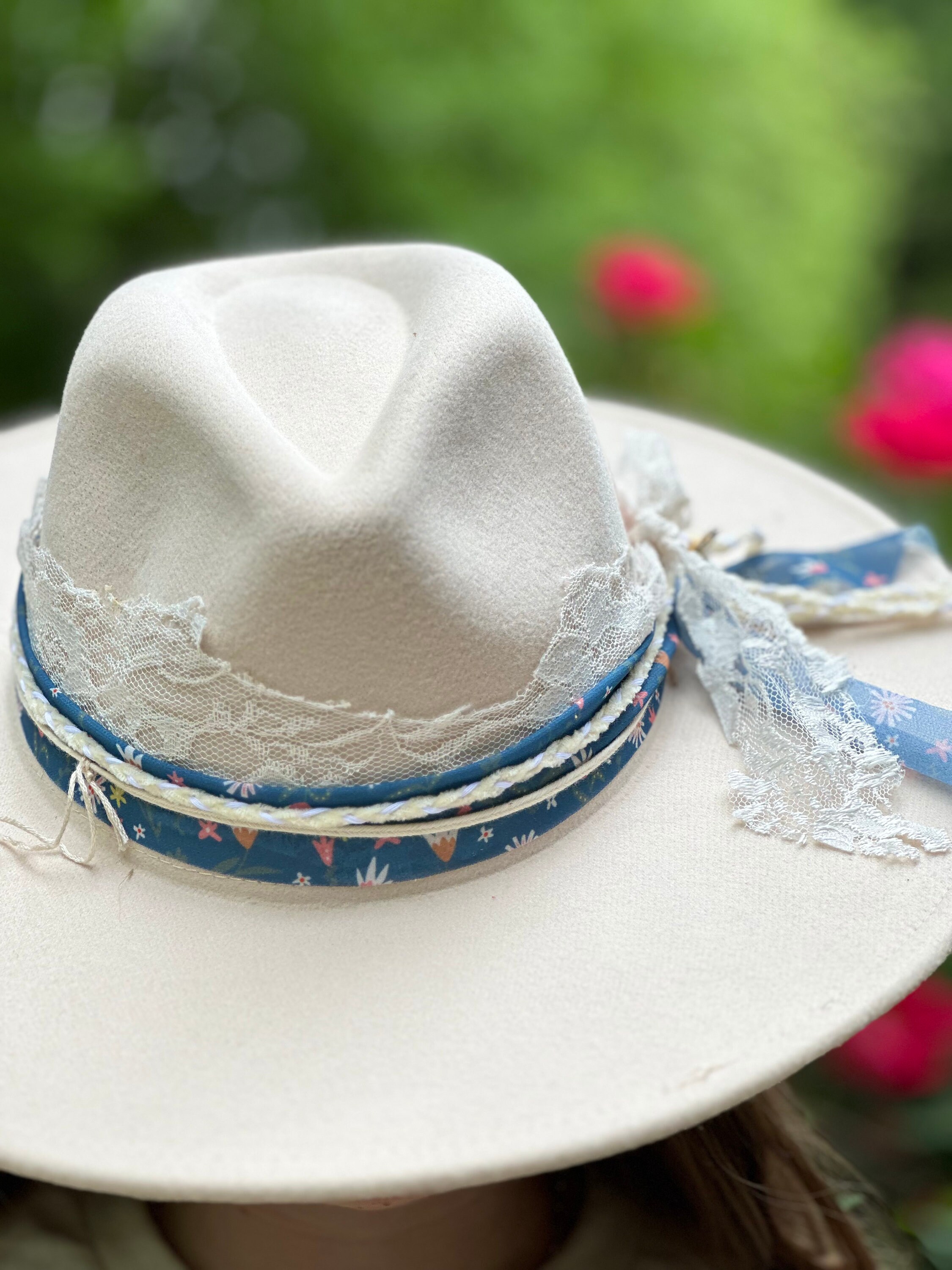 Blue Flowers Hat - Etsy