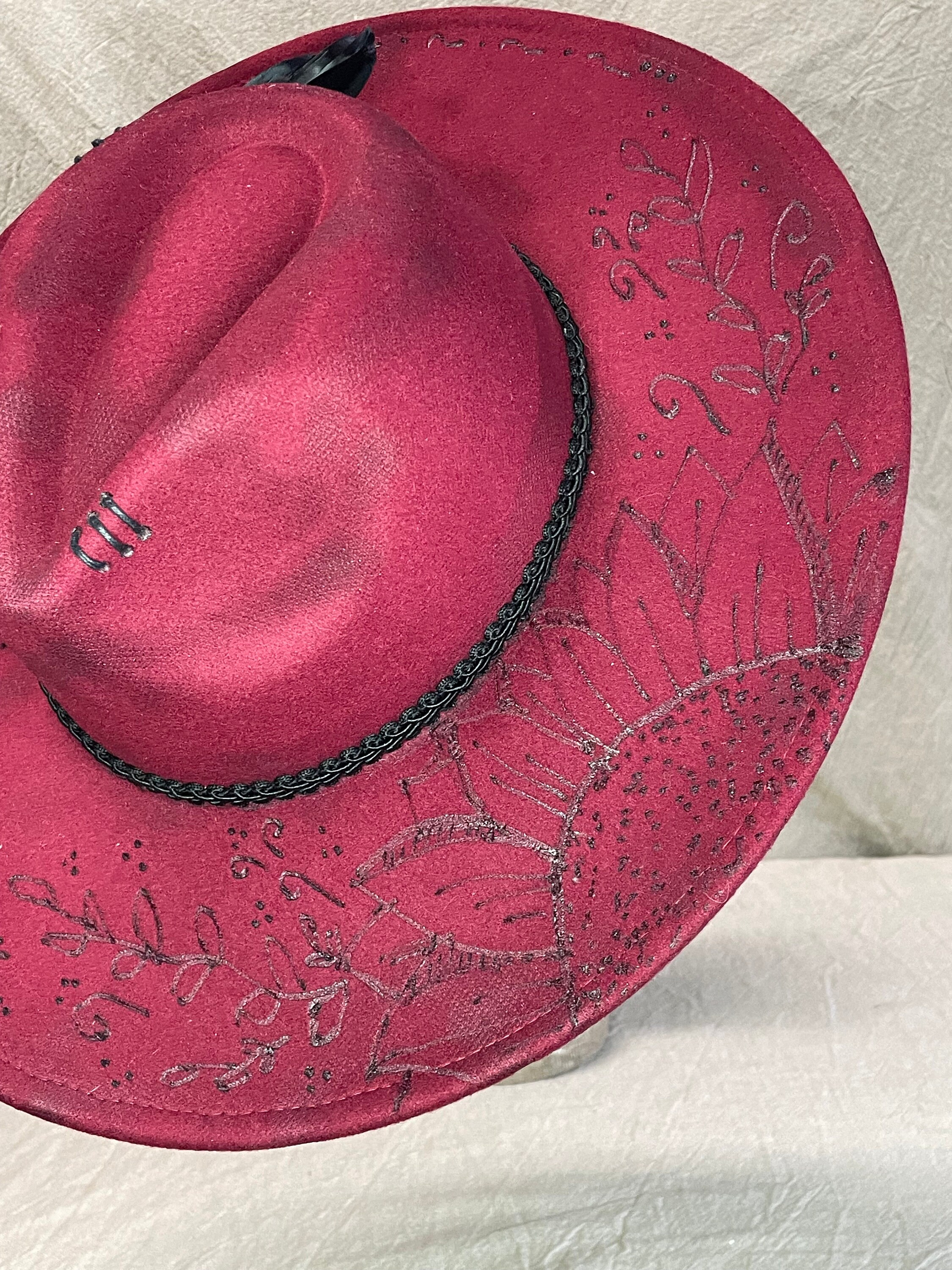 Maroon Wide Brim Fedora - Etsy