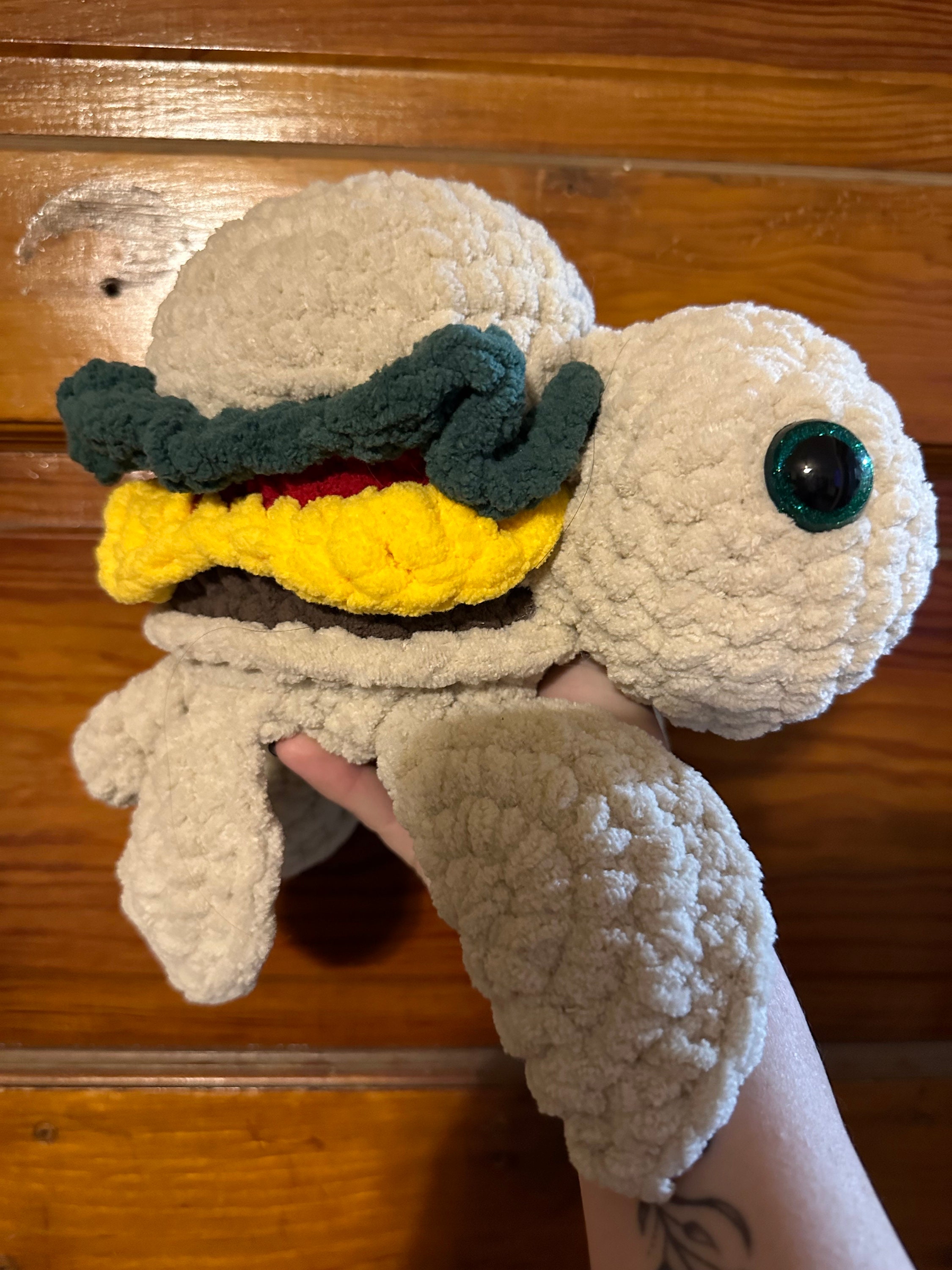 Crochet Cheeseburger Turtle Plushie Food Themed Sea Creature - Etsy