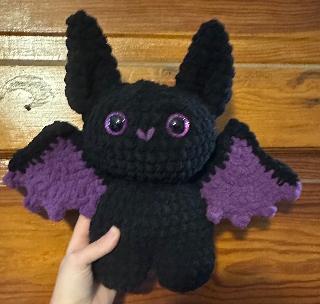Crochet Bat Plush | Black and Purple Bat | Black and Red Bat | Handmade ...